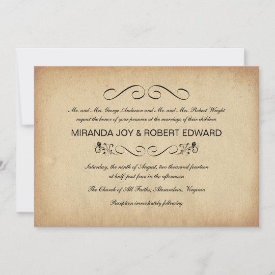 Vintage Parchment Rustic Wedding Invitations | Zazzle.com