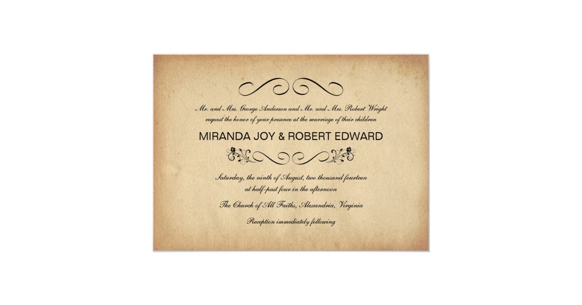 Vintage Parchment Rustic Wedding Invitations | Zazzle.com