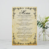 Vintage Parchment & Scrolls Budget Wedding Menu | Zazzle