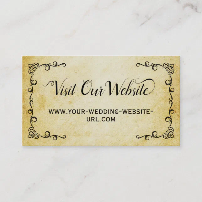 Vintage Parchment Visit Our Wedding Website Enclosure Card | Zazzle