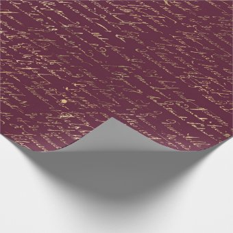 Vintage Paris Burgundy and Gold Calligraphy Wrapping Paper | Zazzle