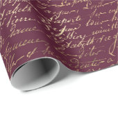 Vintage Paris Burgundy and Gold Calligraphy Wrapping Paper | Zazzle