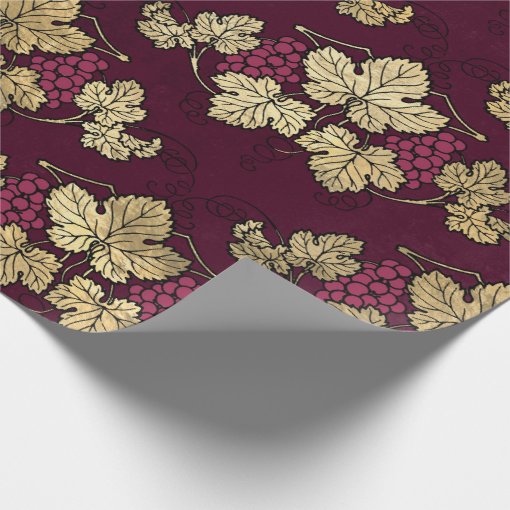 Vintage Paris Burgundy Red and Gold Wine themed Wrapping Paper | Zazzle