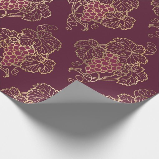 Vintage Paris Burgundy Red and Gold Wine themed Wrapping Paper | Zazzle