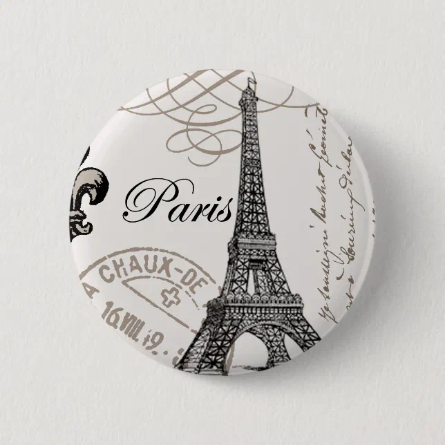 Vintage Paris...button pin | Zazzle