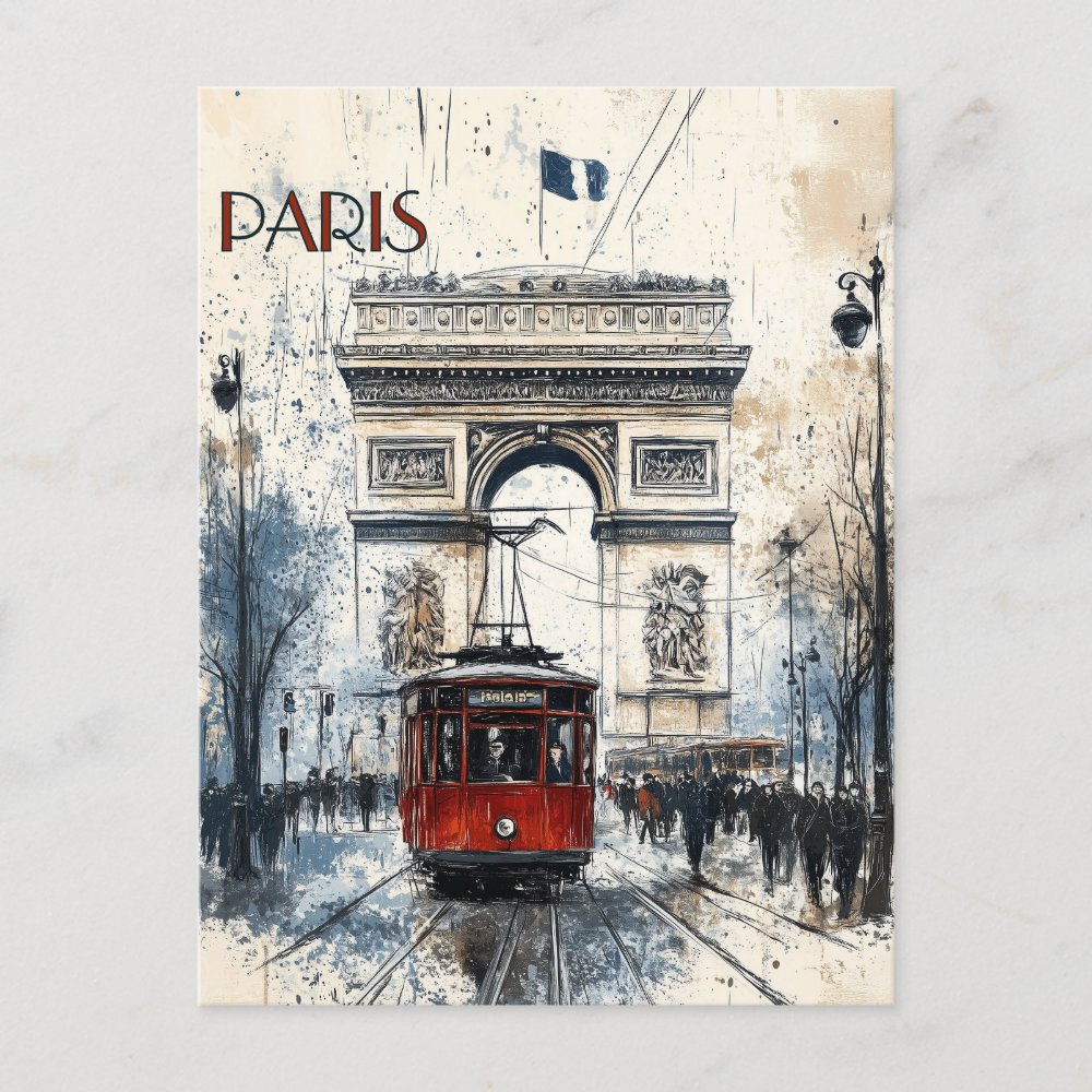 Vintage Paris Featuring the Arc de Triomphe Postcard - Snuggle Hamster ...