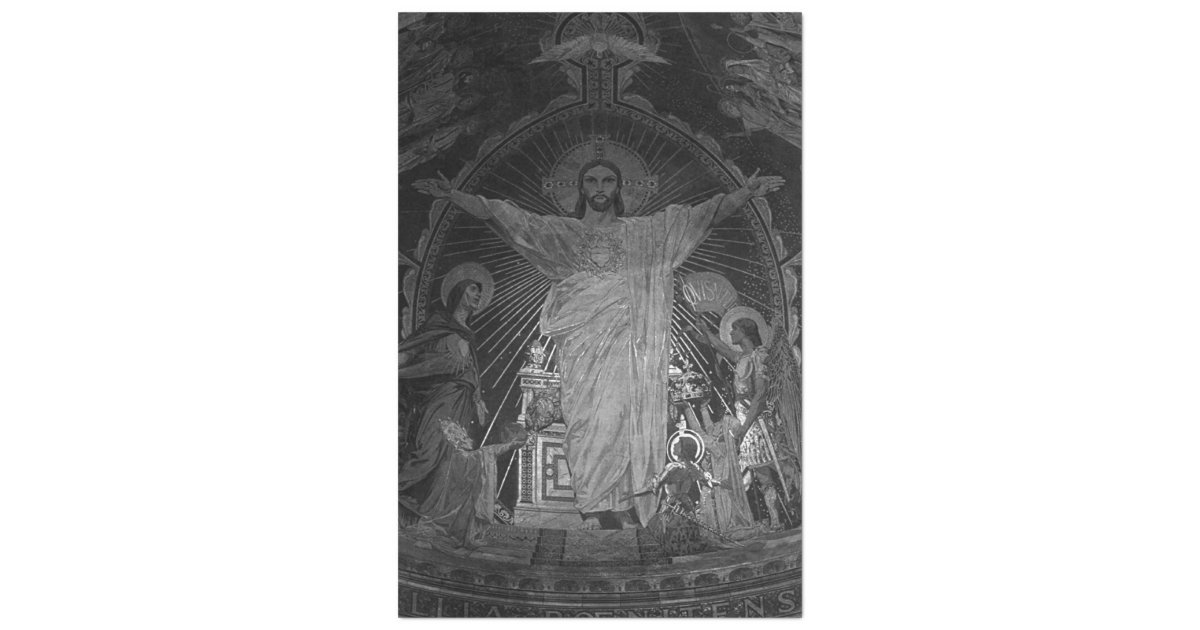 Vintage Paris Main mosaic Sacred Heart jesus Tissue Paper | Zazzle