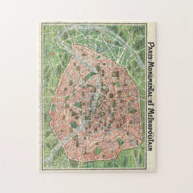 vintage Paris map puzzle | Zazzle