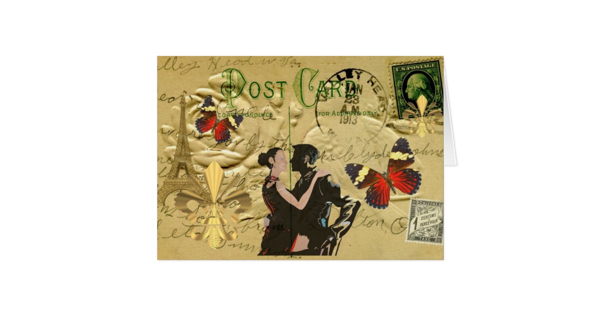Vintage Paris Tango post card | Zazzle