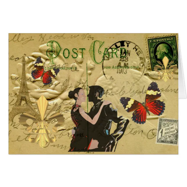 Vintage Paris Tango post card | Zazzle
