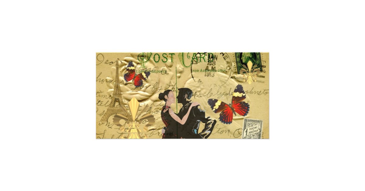 Vintage Paris Tango post card | Zazzle