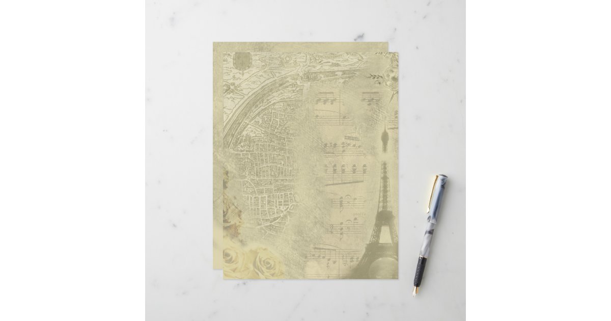 Vintage Paris Themed Scrapbook Paper | Zazzle