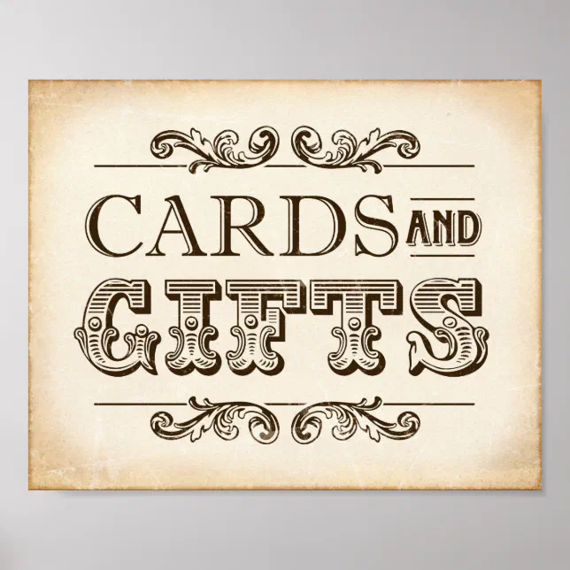 Vintage Party CARDS AND GIFTS Sign Print | Zazzle
