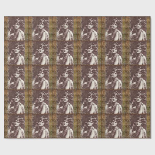 Vintage Party Girl on Tapestry Wrapping Paper | Zazzle