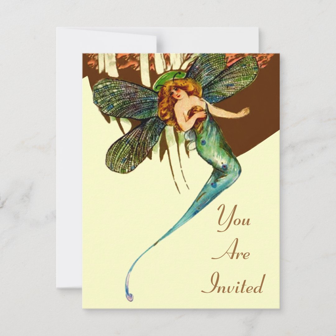 VINTAGE PARTY INVITATIONS DRAGONFLY WINGS ~ PIXIE | Zazzle