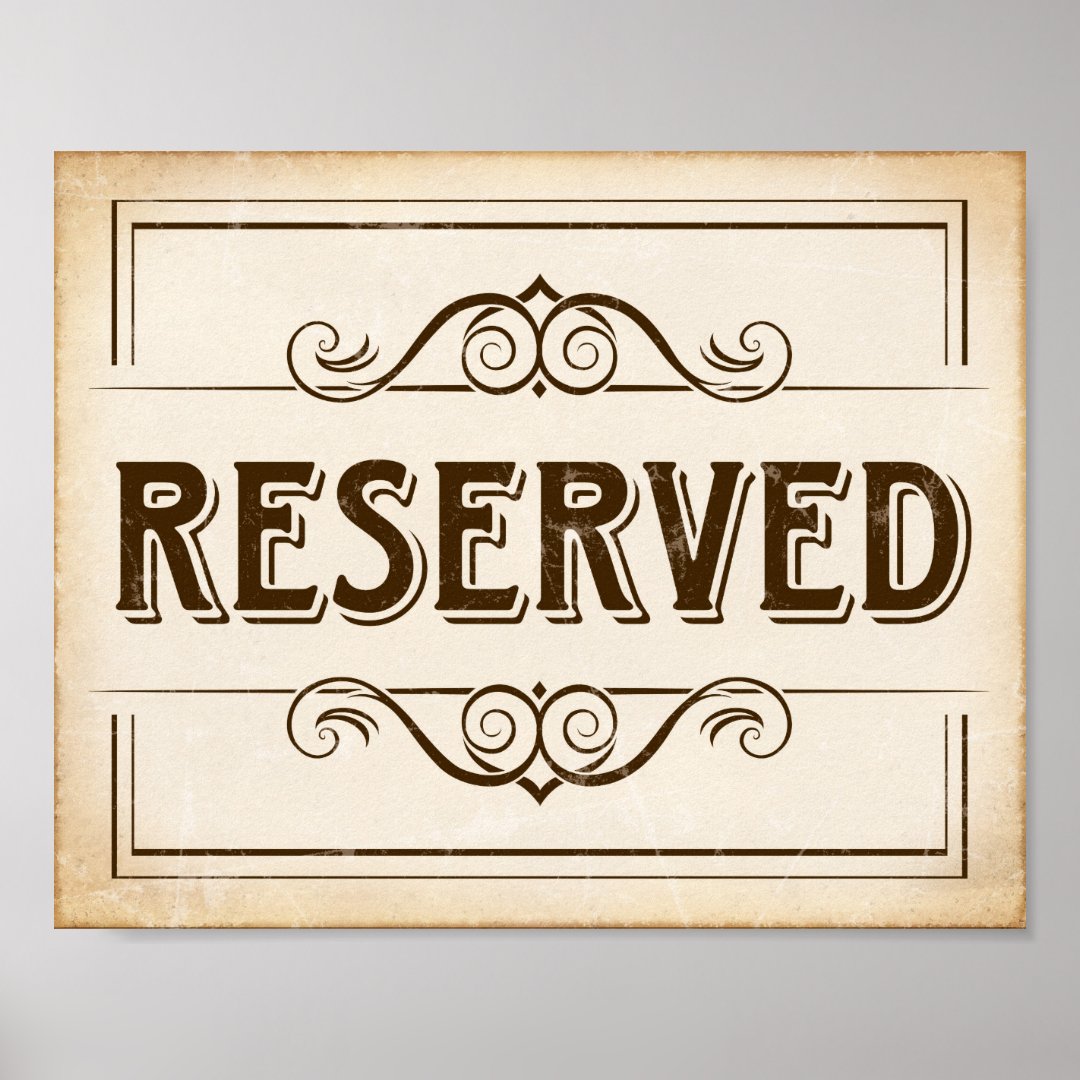 Vintage Party RESERVED Sign Print | Zazzle