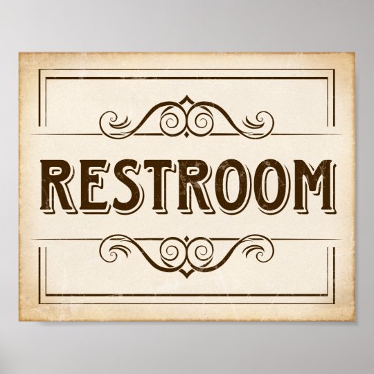 Vintage Party RESTROOM Sign Print | Zazzle.com