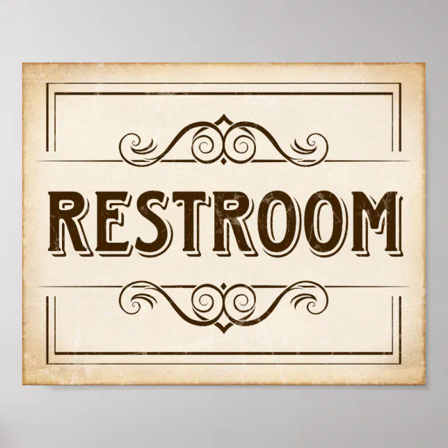 Vintage Party RESTROOM Sign Print | Zazzle