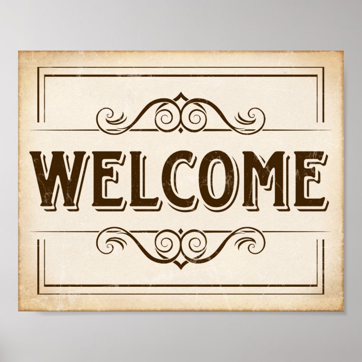 Vintage Party WELCOME Sign Print | Zazzle