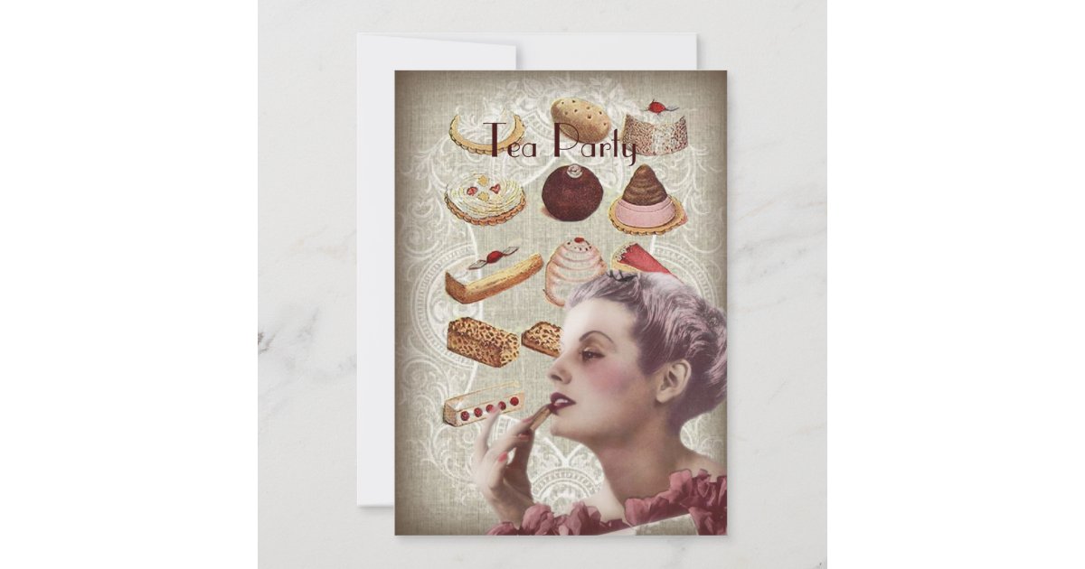 vintage pastry bridal shower tea party invitation | Zazzle