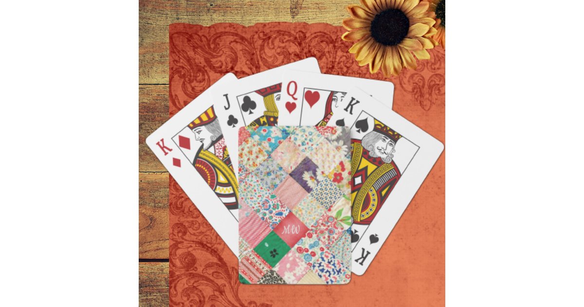 Vintage Patchwork Print Poker Cards | Zazzle