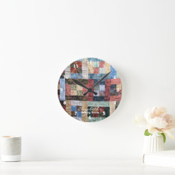 Vintage Patchwork Quilt Clock | Zazzle