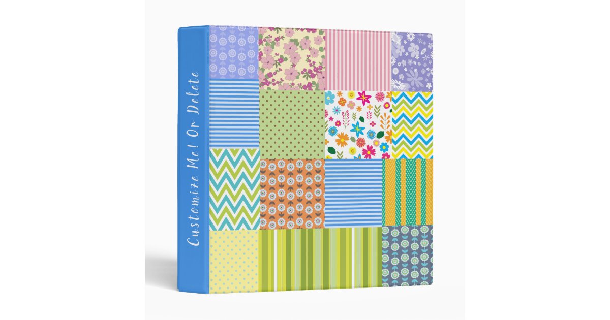 Vintage Patchwork Quilt Pattern Retro Personalized 3 Ring Binder | Zazzle