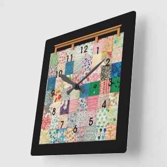 Vintage Patchwork Quilt Square Wall Clock | Zazzle