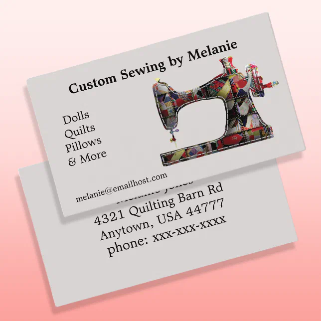 Vintage Patchwork Sewing Machine Business Card | Zazzle