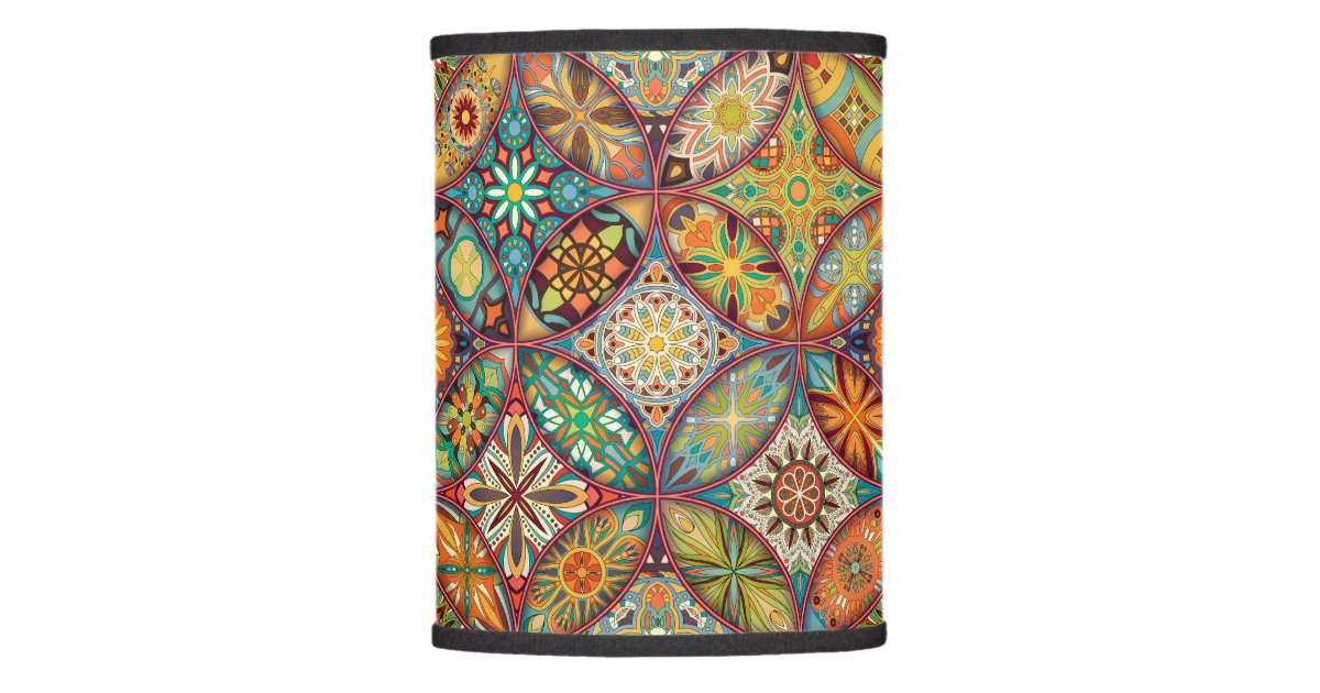 Vintage patchwork with floral mandala elements lamp shade | Zazzle