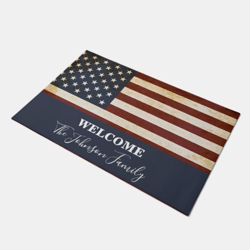 Vintage Patriotic American flag Doormat | Zazzle