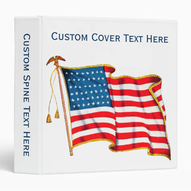 Vintage Patriotic American Flag, Fourth of July 3 Ring Binder | Zazzle