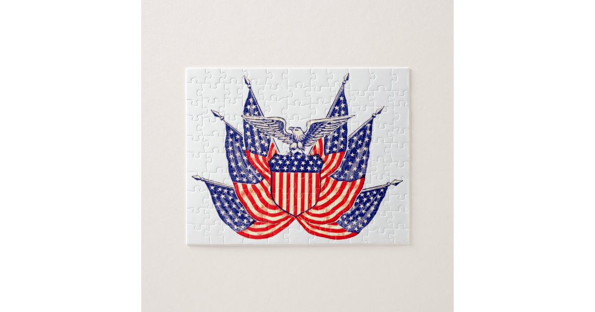 Vintage Patriotic American Flag, Fourth of July Jigsaw Puzzle | Zazzle
