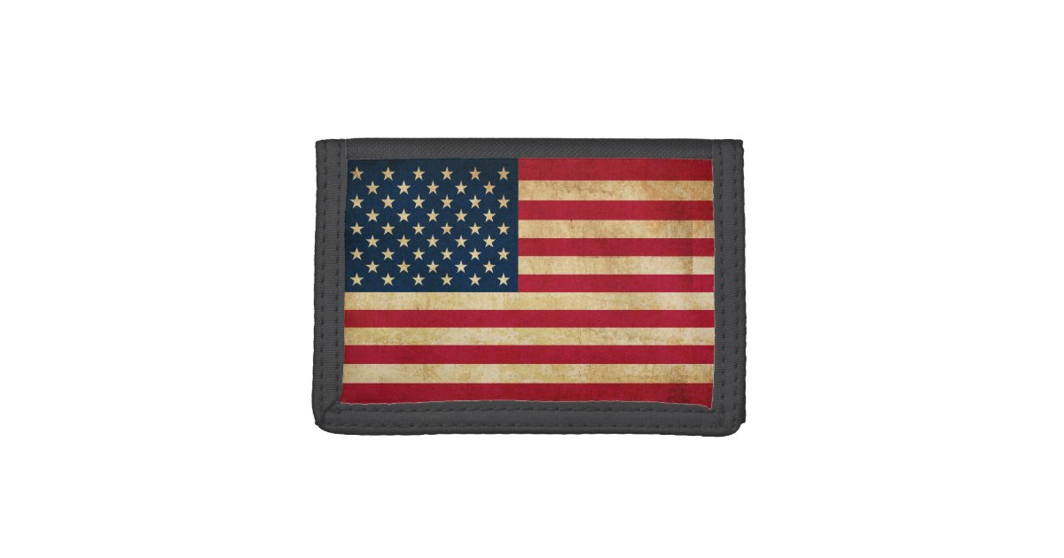 Vintage Patriotic American Flag Tri-fold Wallet | Zazzle