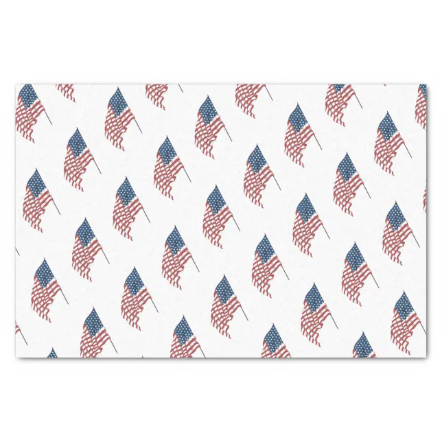 Vintage Patriotic American Flag Waving in the Wind Tissue Paper | Zazzle