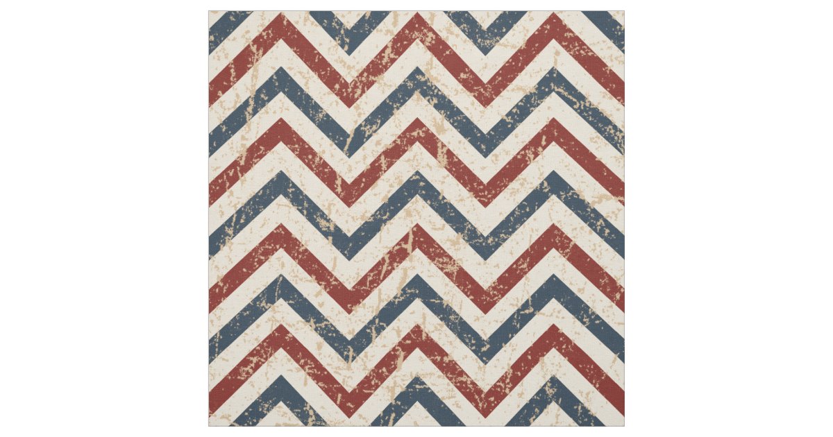 Vintage Patriotic Chevron Pattern Fabric | Zazzle