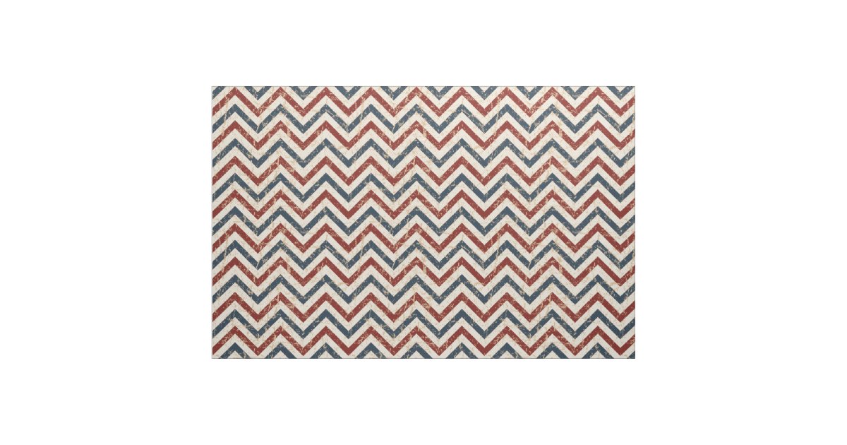 Vintage Patriotic Chevron Pattern Fabric | Zazzle