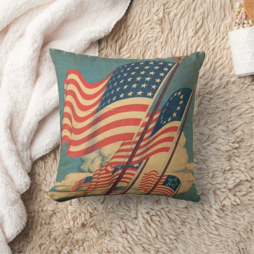 Vintage Patriotic Flag Pillow | Zazzle