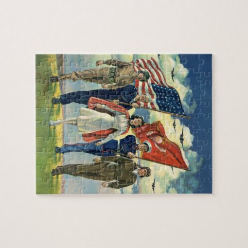 Vintage Patriotic, Proud Military Personnel Heros Jigsaw Puzzle | Zazzle