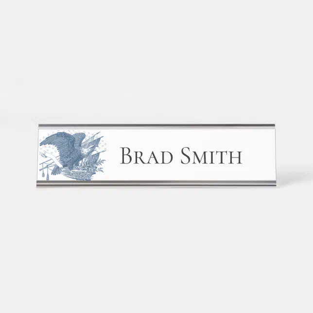 Vintage Patriotic Screaming Eagle USA Flag Arrows Desk Name Plate | Zazzle