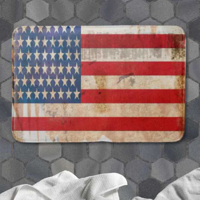 Vintage Patriotic Stars Stripes USA American flag Bath Mat | Zazzle