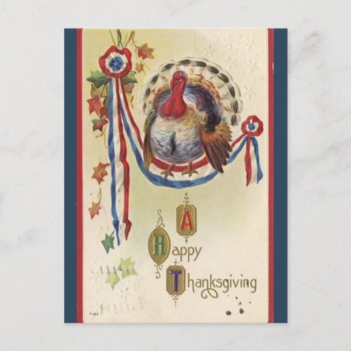 Vintage Patriotic Turkey Thanksgiving Postcard | Zazzle.com