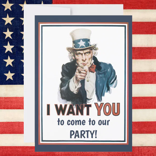 Vintage Patriotic Uncle Sam I Want YOU Invitation | Zazzle
