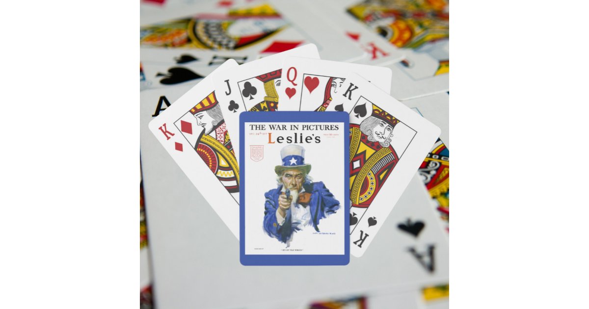 Vintage Patriotic Uncle Sam Magazine Cover Art Poker Cards | Zazzle