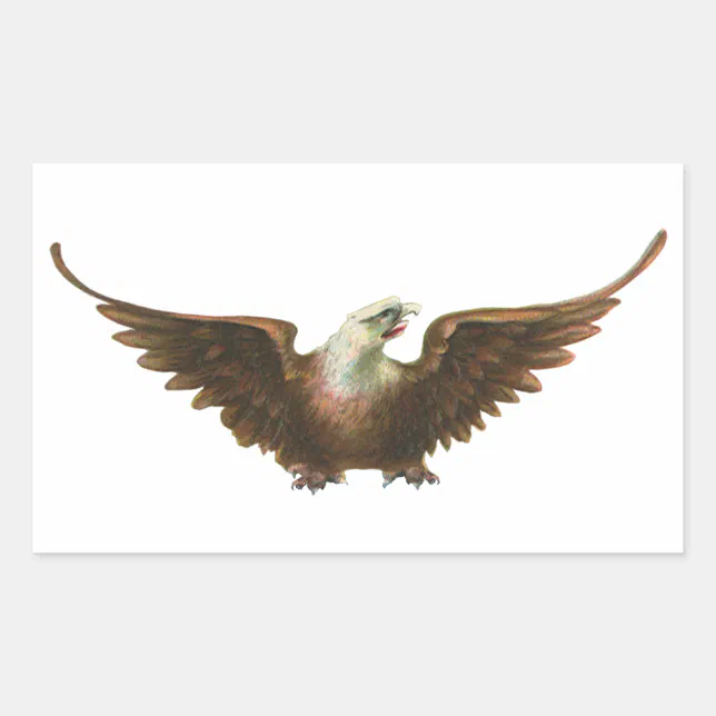 Vintage Patriotism American Bald Eagle Bird Flying Rectangular Sticker | Zazzle