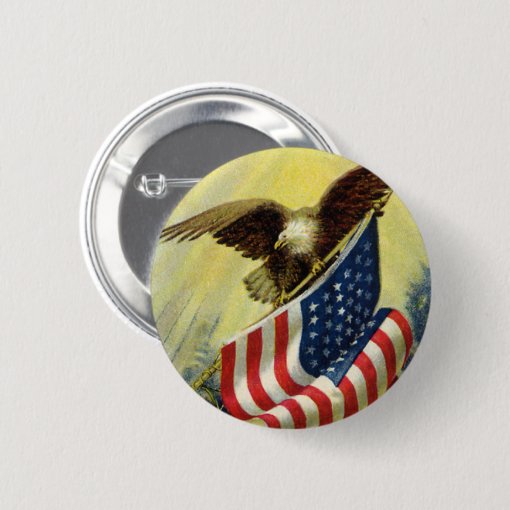 Vintage Patriotism, Patriotic Eagle American Flag Button | Zazzle