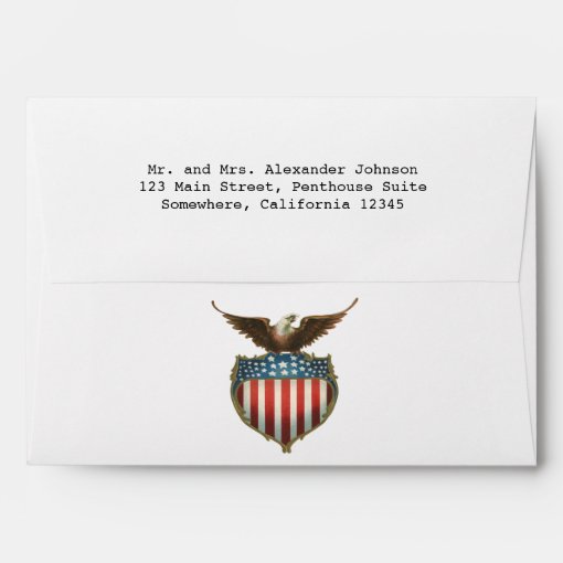 Vintage Patriotism, Proud Eagle over American Flag Envelope | Zazzle