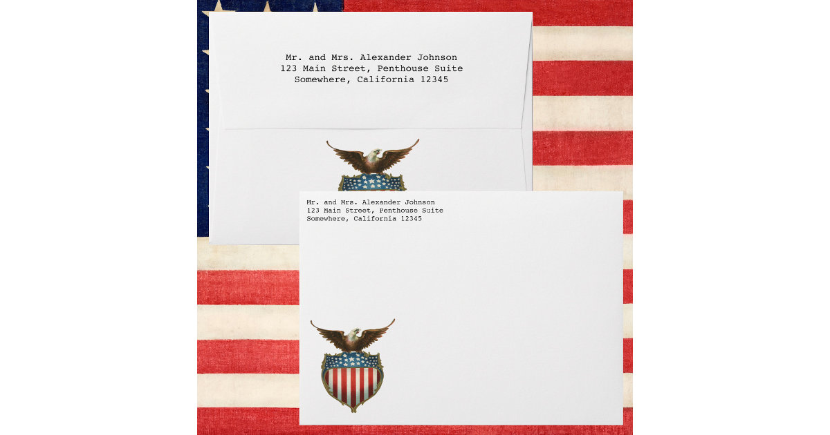 Vintage Patriotism, Proud Eagle over American Flag Envelope | Zazzle