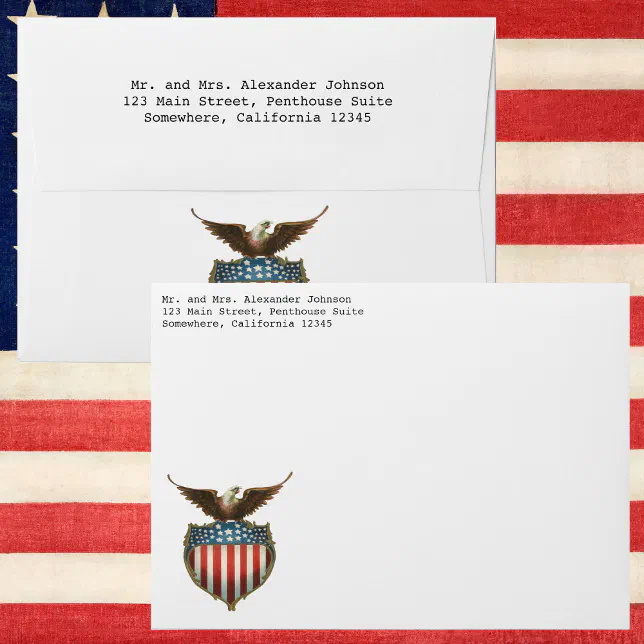 Vintage Patriotism, Proud Eagle over American Flag Envelope | Zazzle
