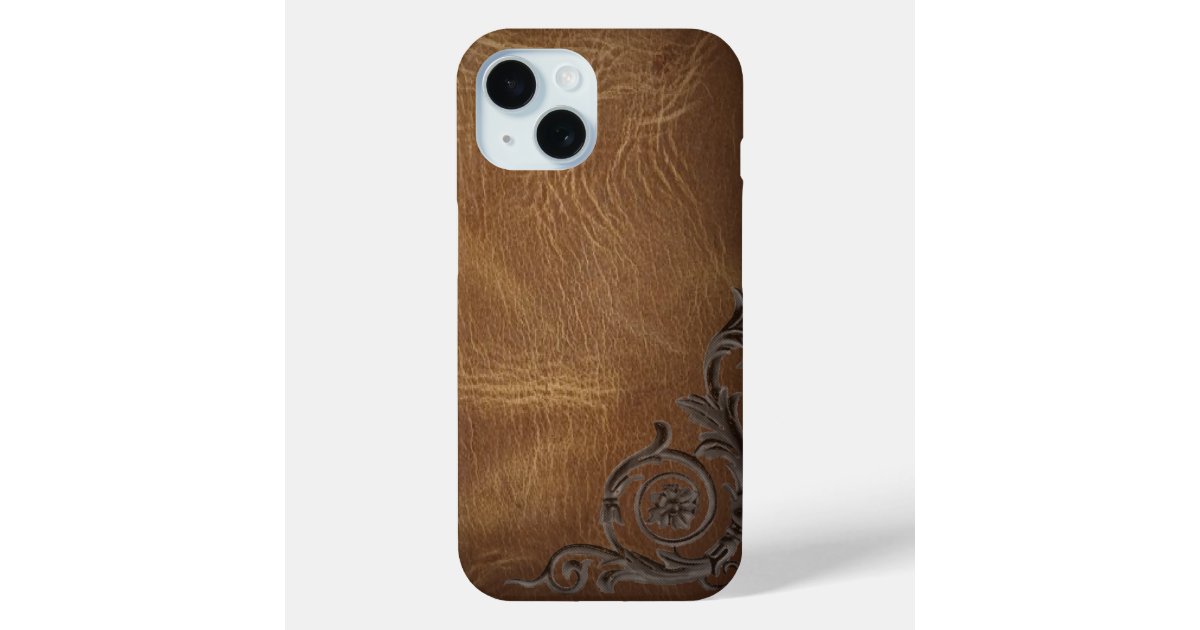 vintage pattern brown Western Leather Case-Mate iPhone Case | Zazzle